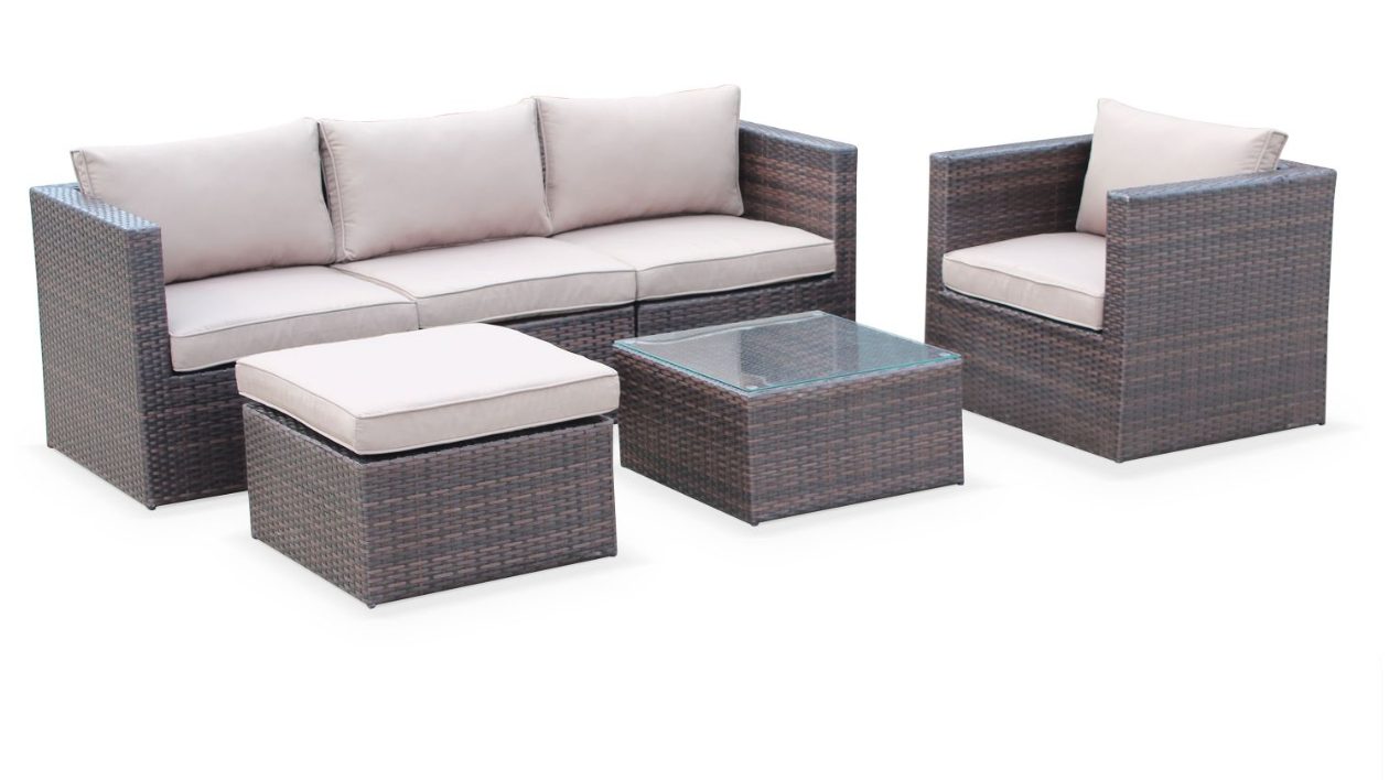 Super Chill Sofa Set, Beige Cushions, Brown Rattan– Singapore Outdoor ...
